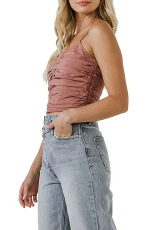 Endless Rose Shirred Cotton Tank Top - Mauve