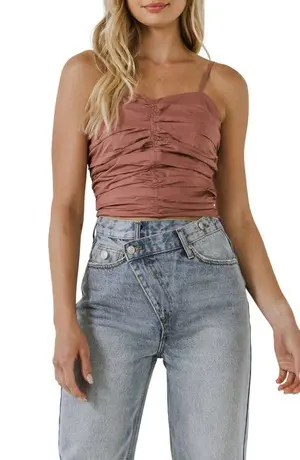 Endless Rose Shirred Cotton Tank Top - Mauve