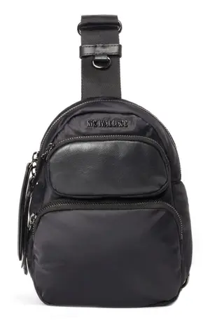 Mz Wallace Bowery Transit Nylon Sling Backpackblack