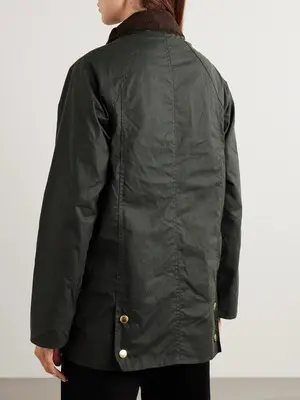 Barbour Beadnell Corduroy-trimmed Waxed-cotton Jacket - Green