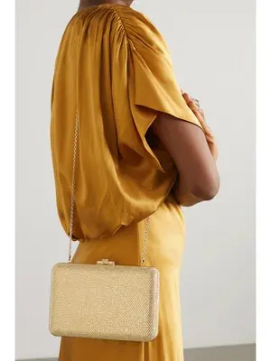 Judith Leiber Slim Slide Crystal Clutch - Gold