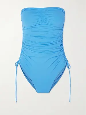 Melissa Odabash Sydney Strapless Ruched Swimsuit - Blue