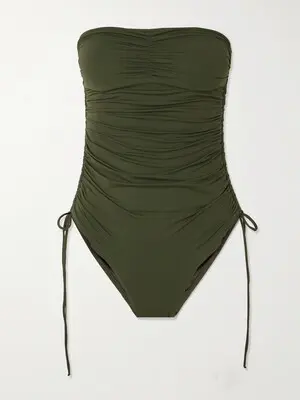 Melissa Odabash Sydney Strapless Ruched Swimsuit - Green