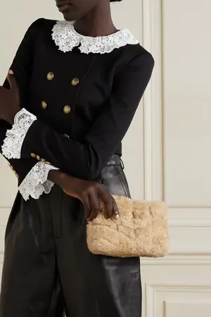 Saint Laurent Puffer Quilted Shearling Clutch