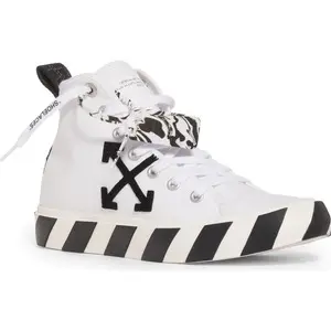 Off-White Canvas Mid-top Sneakers - White/black