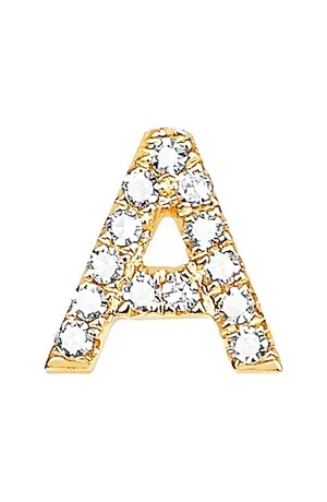 Ef Collection EF Collection Diamond Initial Stud Earring 14k Yellow Gold/ A