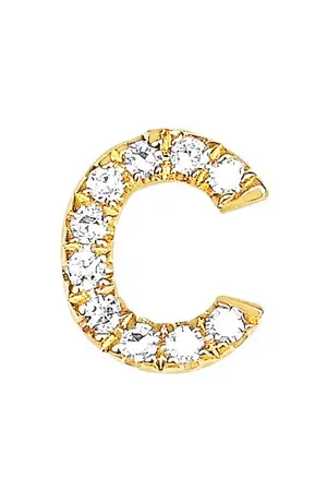 Ef Collection Diamond Initial Stud Earring - 14k Yellow Gold/ C