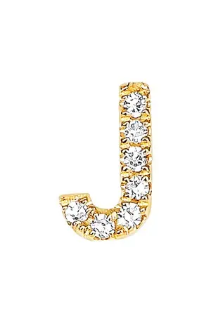Ef Collection EF Collection Diamond Initial Stud Earring 14k Yellow Gold/ J