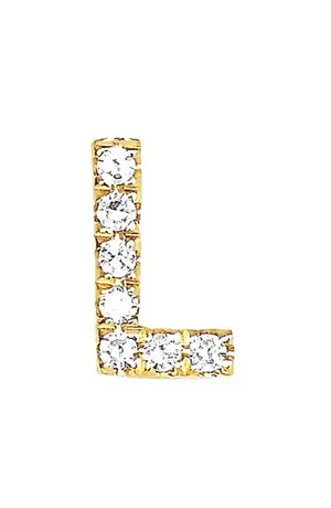 Ef Collection EF Collection Diamond Initial Stud Earring 14k Yellow Gold/ L