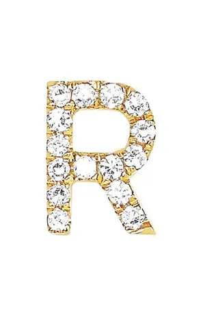 Ef Collection EF Collection Diamond Initial Stud Earring 14k Yellow Gold/ R