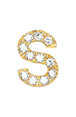 Ef Collection EF Collection Diamond Initial Stud Earring 14k Yellow Gold/s
