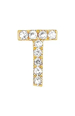 Ef Collection EF Collection Diamond Initial Stud Earring 14k Yellow Gold/t