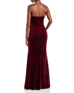 Aqua Strapless Velvet Gown