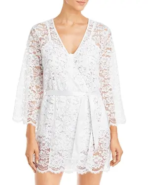 Cosabella Magnolia Lace Robe - White