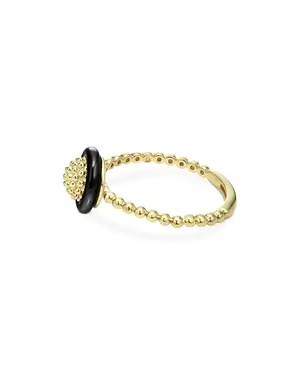 Lagos 18k Yellow Gold Caviar Ceramic Beaded Ring - Gold/black