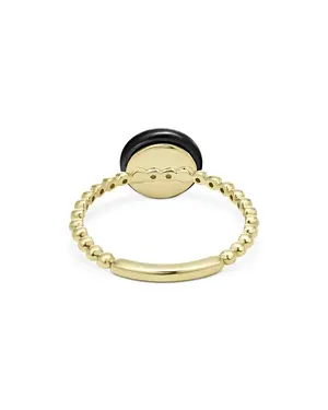 Lagos 18k Yellow Gold Caviar Ceramic Beaded Ring - Gold/black