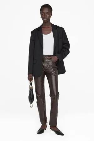 ANINE BING Connor Leather Trousers - Dark Brown