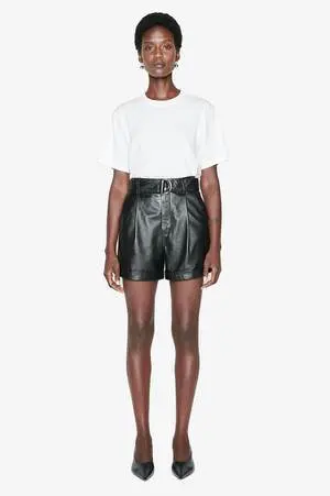 ANINE BING Becky Leather Shorts - Black