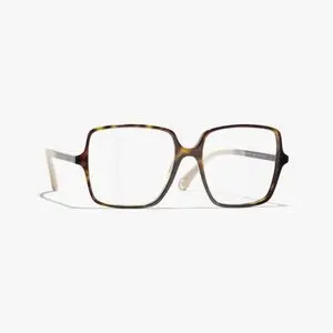 Chanel Square Eyeglasses Dark Tortoise & Beige