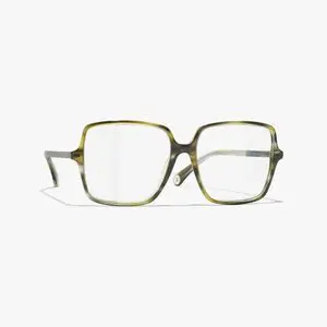 Chanel Square Eyeglasses Green Tortoise