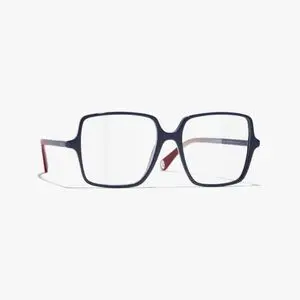 Chanel Square Eyeglasses Navy Blue & Burgundy