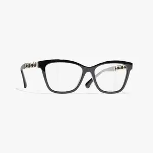 Chanel Square Eyeglasses Negro Y Dorado