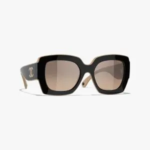 Chanel Square Sunglasses Black & Beige