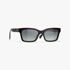 Chanel Square Sunglasses Black & Red
