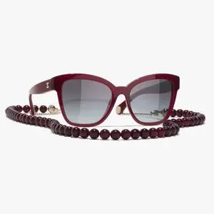 Chanel Square Sunglasses Burgundy & Gold