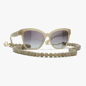 Chanel Square Sunglasses Dark Beige & Gold
