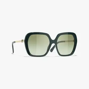 Chanel Square Sunglasses Dark Green & Green