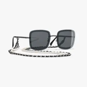 Chanel Square Sunglasses Dark Silver