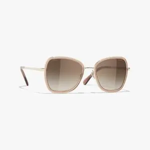 Chanel Square Sunglasses Gold & Brown