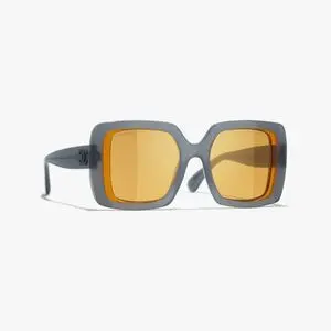 Chanel Square Sunglasses Gray & Yellow