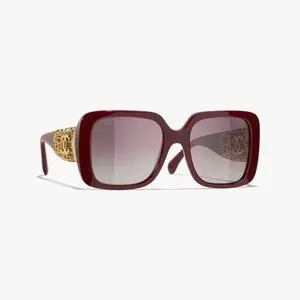 Chanel Square Sunglasses Red & Brown