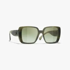 Chanel Square Sunglasses Vert Rayé