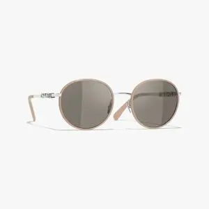 Chanel Pantos Sunglasses - Silver & Beige