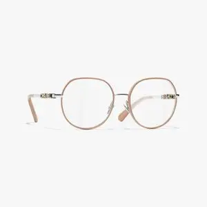 Chanel Pantos Eyeglasses - Silver & Beige