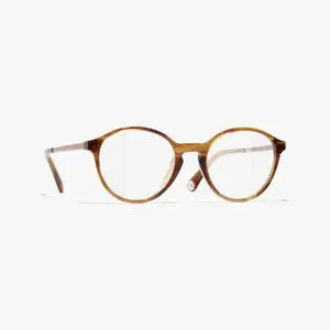 Chanel Pantos Eyeglasses Striped Brown