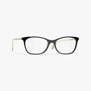 Chanel Rectangle Eyeglasses Black & Beige