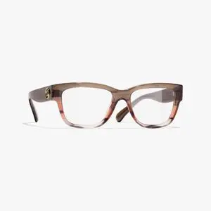Chanel Rectangle Eyeglasses Brown & Orange