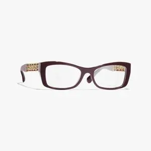 Chanel Rectangle Eyeglasses Burgundy