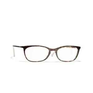 Chanel Rectangle Eyeglasses Dark Tortoise & Beige