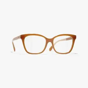 Chanel Rectangle Eyeglasses Light Brown