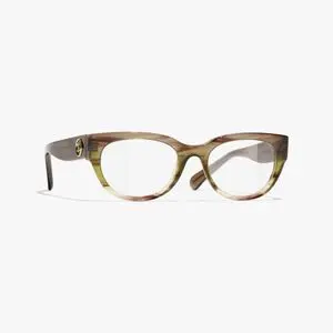 Chanel Rectangle Eyeglasses Olive & Brown