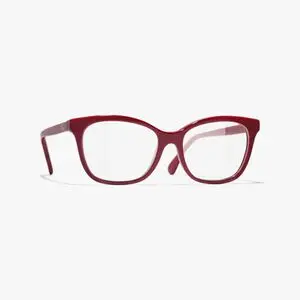 Chanel Rectangle Eyeglasses - Red, White & Dark Brown