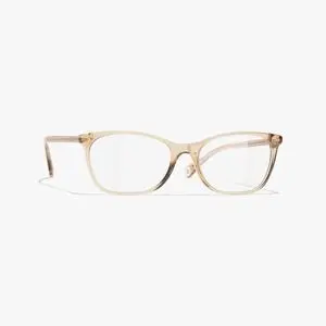 Chanel Rectangle Eyeglasses Transparent Yellow