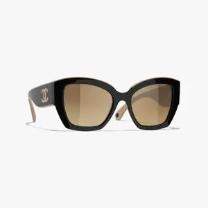 Chanel Butterfly Sunglasses Metal & Pearls - Black & Beige
