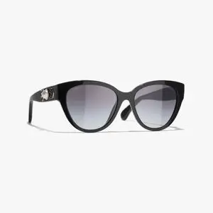 Chanel Butterfly Sunglasses Metal & Pearls Black & Gold