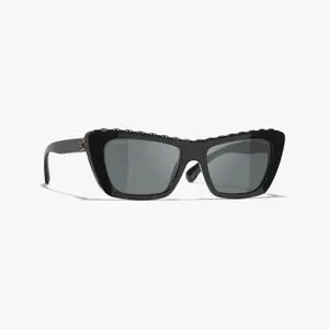 Chanel Butterfly Sunglasses Metal & Pearls Black